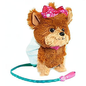 BowBow on The Go Go 11.75-inch Plush Stuffed Animal, Set Includes Leash, 3 Fabric Bows, Brush, and Tutu, Kids Toys for Ages 3 Up by Just Play