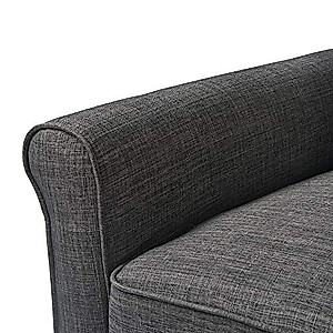 Serta Harmon Reversible Sectional Sofa, Modern L-Shaped Couch for Small Spaces, Soft Fabric Upholstery, Rolled Arm, Dark Gray