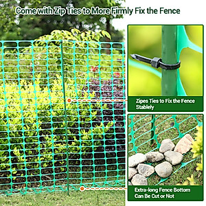 Plastic Garden Fence with Stakes: Ohuhu Green 4x100 FT Reusable Netting Plastic Safety Fence Roll 25 Pack 4 FT Stake, Temporary Pool Fence Snow Fencing Poultry Fences for Deer Rabbits Chicken Dogs