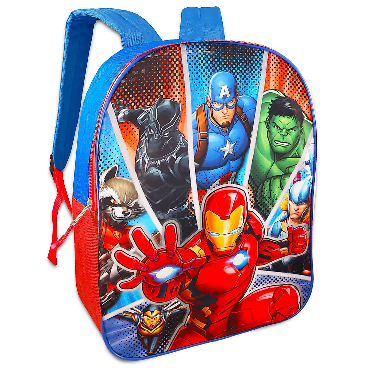 Marvel Avengers Backpack and Lunch Box Set for Kids - Bundle with Superhero Backpack and Lunch Bag Plus Spiderman Stickers and More (Superhero Backpacks for Boys)