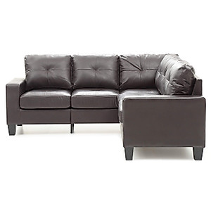 Glory Furniture Newbury KD Sectional, Dark Brown. Living Room Furniture 35" H x 82" W x 32" D