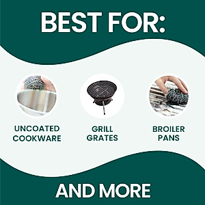 Scotch-Brite Stainless Steel Scrubbers, Ideal for Cast Iron Pans, Powerful Scrubbing for Stubborn Messes, 3 Scrubbers