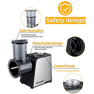 5 In 1 Electric vegetable slicer，300W Electric Cheese Grater Salad Shooter, One-Touch Easy Control, Electric Grater for Vegetables, Cheeses and NutsFor Home Kitchen