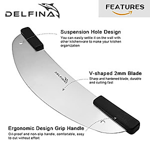 DELFINA Pizza Cutter Knife 20" w/Non-Slip Handle, Professional Commercial Sharp Pizza Rocker, High Carbon Large Pie Bread Slicer, Premium Pizza Oven Accessories, Dishwahser Safe