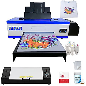 PUNEHOD A3 DTF Printer,L1800 T-Shirt Transfer Printer with White Ink Circulatory for DIY Direct Print T-Shirts, Hoodie,Fabrics (DTF Printer + Oven)