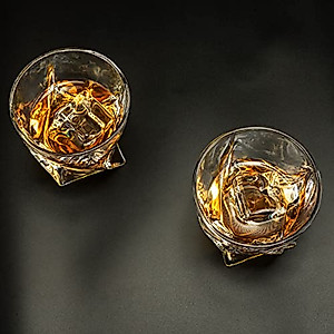 LANFULA Crystal Whiskey Glasses, Old Fashioned Cocktail Glass for Bourbon Scotch Whisky Vodka Drinking, Large Rocks Tumblers Set of 4