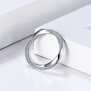 Ginger Lyne Collection Unique Twisted Eternity Band Bridal Wedding Anniversary Ring for Women Sterling Silver Twist Setting Cubic Zirconia Engagement Series Stackable Jewelry