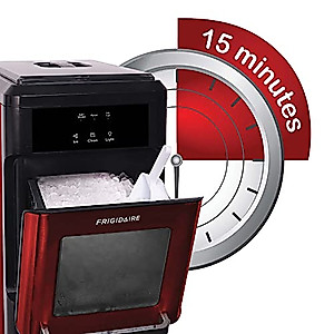 FRIGIDAIRE EFIC237 Countertop Crunchy Chewable Nugget Ice Maker, 44lbs per Day, Red Stainless