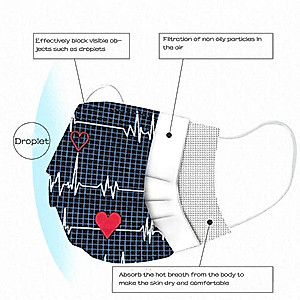 50Pcs Valentines Face_Masks for Women Heart Print Mouth Dustproof Adult Holiday Face Protective Heart Print Face_Mask