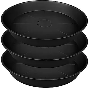 Bleuhome 3 Pack of 20 22 inch Plant Saucer (19.2 Inch Base), 3.6" Depth Tray, Large Deep Garden Plastic Flower Plant Trays for Indoors Outdoor, Tray for Planter 19-23" (Black)