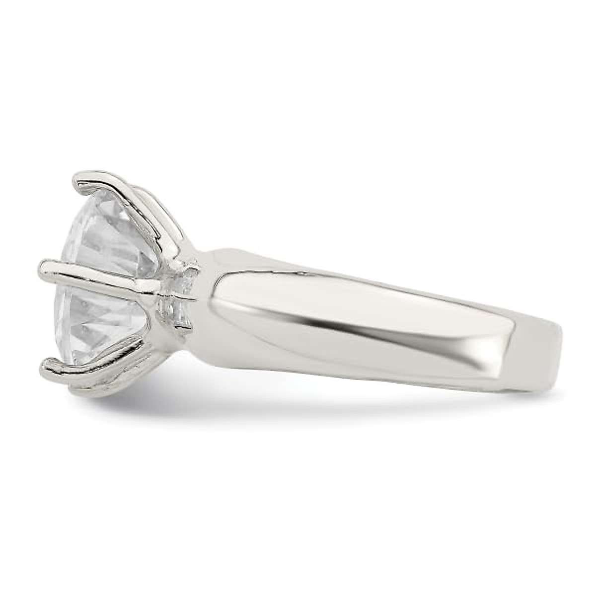 925 Sterling Silver Solitaire Round Cubic Zirconia CZ Engagement Ring Size 6