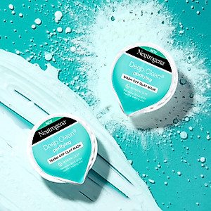 Neutrogena Deep Clean Gentle Purifying Wash-Off Clay Face Mask, Oil-Free and Non-Comedogenic, 0.3 Fl Oz, Pack of 12