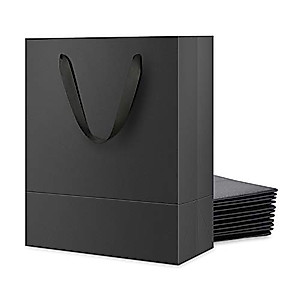 JINMING 12 Large Gift Bags 10x4.5x11 Inches, Matte Black Gift Bags, Premium Gift Bags with Handles for All Occasions