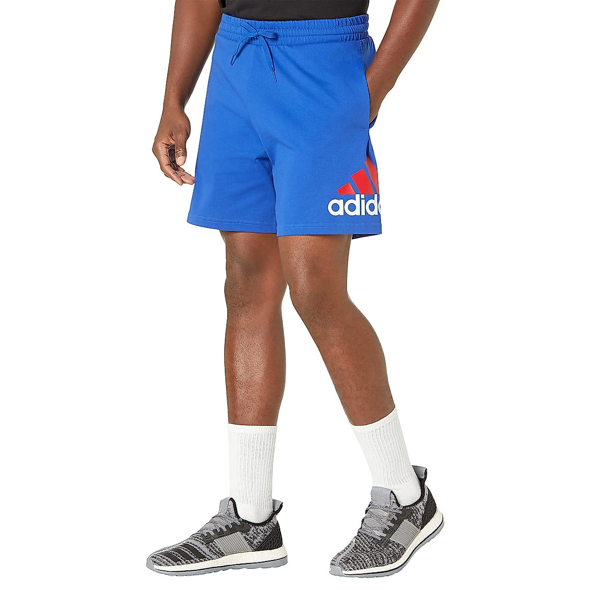 adidas Men's Tall Size Essentials Logo Shorts, Bold Blue/Scarlet/White, Small/Long