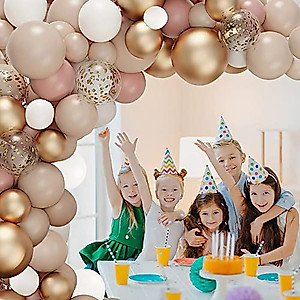 Blush Balloons Garland Arch Kit, UniStylar Double Stuffed Nude Retro Pink Gold White Latex Balloons Confetti Balloons for Women Girls Baby Shower Wedding Birthday Party Decorations