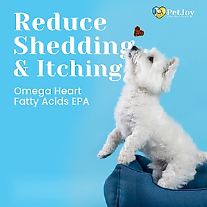 PetJoy Complete Heart Health | Omega Heart Soft Chew | Omega-3 Fatty Acids EPA, DHA, Vitamin E | Reduce Shedding & Itching | Dog Skin & Coat Supplement | Joints, Brain, Heart Health | 30 ct