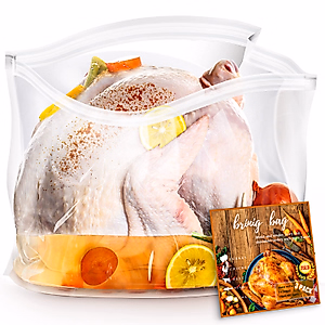 Brining Bags for Turkey, 3 Pack, 26"×22", Extra Large Turkey brine bag Holds up 35lb, Thickened Brining Bag with 3 Cotton Strings, Double Zip-lock Seal Brine Bags for Turkey, Chicken, Beef, Pork, Ham