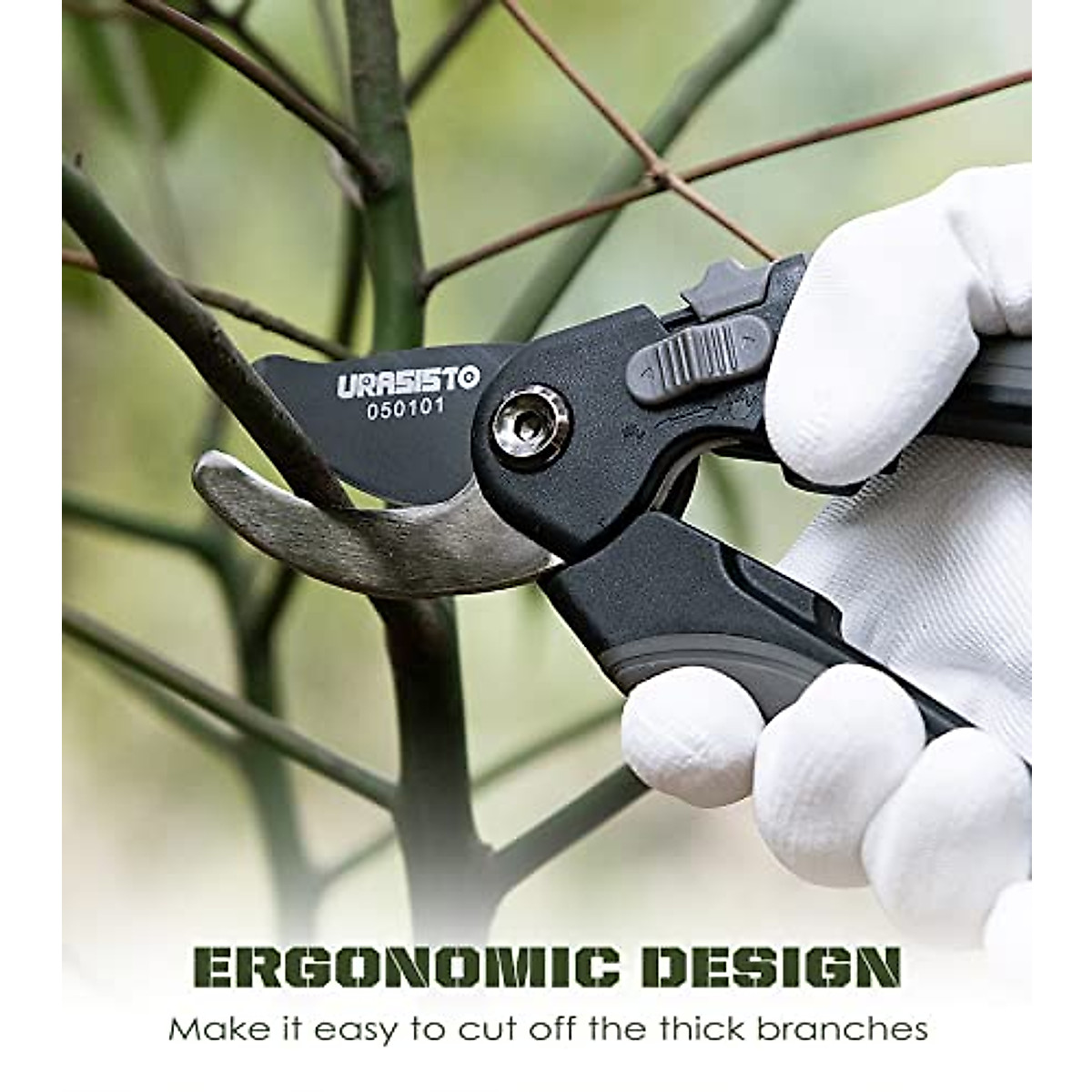 Garden Tool Set URASISTO Folding Saw, Garden Pruning Shears,Gardening Tool Kit with Roll Up Carry Bag Included, Ideal Garden Tool Kit Gifts for Women and Men