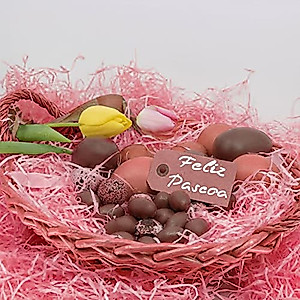 PEVOGON Pink Easter Grass Raffia Filler Paper Shreds for Easter Basket Gift Packaging Filling Egg Stuffer Party Supplies Decoration, 200G