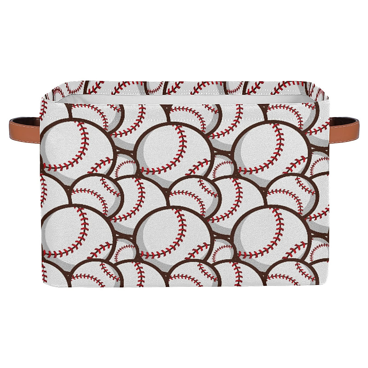 Sport Baseball Storage Basket Bins, Abstract Softball Large Foldable Storage Baskets Fabric Organizer Storage Cubes Box with Handles Collapsible Basket for Shelf Closet Nursery Home Office