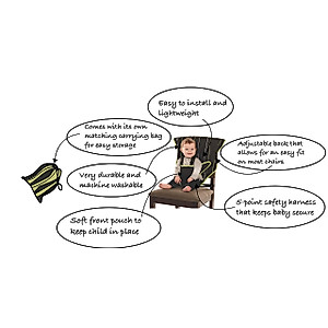 The Original Easy Seat Portable Safety Harness Chair Accessory (Black) - Quick, Easy Cloth Portable High Chair for Travel, Fits in Your Hand Bag as a Convenient Baby Travel Accessory