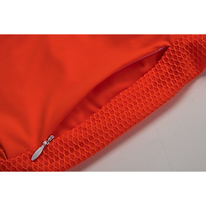 RISESBIK Cycling Jersey Men Zipper Pocket Short Sleeve Lightweight Aero Race Fit Road Bike Jersey Shirt Cuff Stitching (Orange/Black, M)