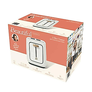 Drew Barrymore White Icing 2-Slice Toaster with Touch-Activated Display