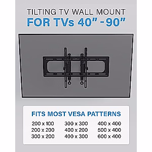 SANUS Advanced Tilt Premium Universal TV Wall Mount for 46” to 90” Flat-Panel TVs - Low Profile, Smooth Extension & Easy to Install - Model VLT6-B1