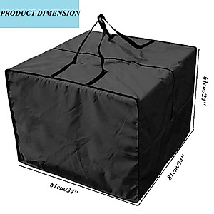 Square Cushion Storage Bag Outdoor Cushion Storage Bags Water Resistant All Weather Protection with Zipper and Handle Garden Furniture Cushion Carrying Bags-81x81x61cm (Black)