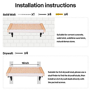 Purife Floating Cat Wall Shelves & Perches for Indoor Large Cats - Wall Mount Cat Hammock Bed Cat Shelf for Wall, Modern Cat Wall Furniture, Cat Window Sill Ledge Shelf for Sleeping and Sighting