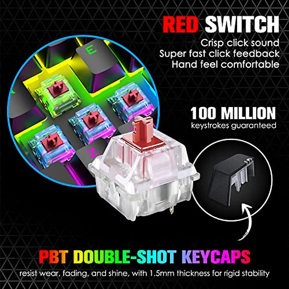 60% Gaming Keyboard and Mouse Combo with Wired RGB Backlight Mechanical Keyboard,12000 DPI Lightweight Gaming Mouse,Gaming Mouse pad for PC Gamers and Xbox and PS4 Users (Black)