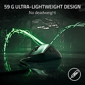 Razer DeathAdder V3 Wired Gaming Mouse: 59g Ultra Lightweight - Pro 30K Optical Sensor - Fast Optical Switches Gen-3-8K Hz HyperPolling Black (Renewed)