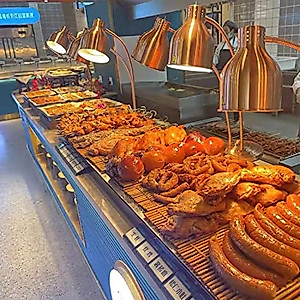 Table Food Heat Lamp Infrared Food Warmer Portable Heating Lamps for Food 250 Watts(Single Arm(Copper))