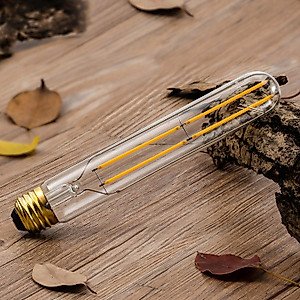 Dimmable 6W Edison Tubular Led Light Bulbs T10/T30,E26 Medium Base 4000K Daylight White Filament Lamp 60 Watt Incandescent Bulb Equivalent,7.3 Inch,Pack of 4