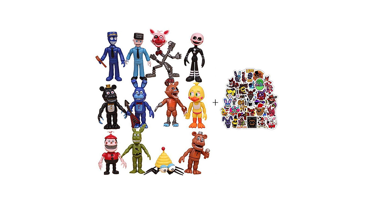 12 pcs Action Figures Set with 50 Waterproof Stickers