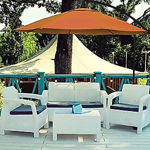 Pure Garden Offset Patio Umbrella – 10 Ft Cantilever Canopy with Heavy-Duty Steel Ribs - Outdoor Umbrella with Base Included (Terracotta)