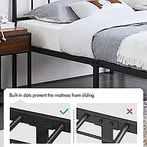 Topeakmart Twin XL Size Victorian Style Metal Bed Frame with Headboard/Mattress Foundation/No Box Spring Needed/Under Bed Storage/Strong Slat Support Black