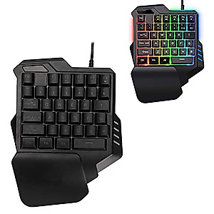 One Handed Gaming Keyboard,35 Keys Mini Gaming Keyboard with LED Backlit Ergonomic Design Accurate Control,Half Keyboard for Win 2000, XP, ME,Vista, Win 7, Win 8, Android