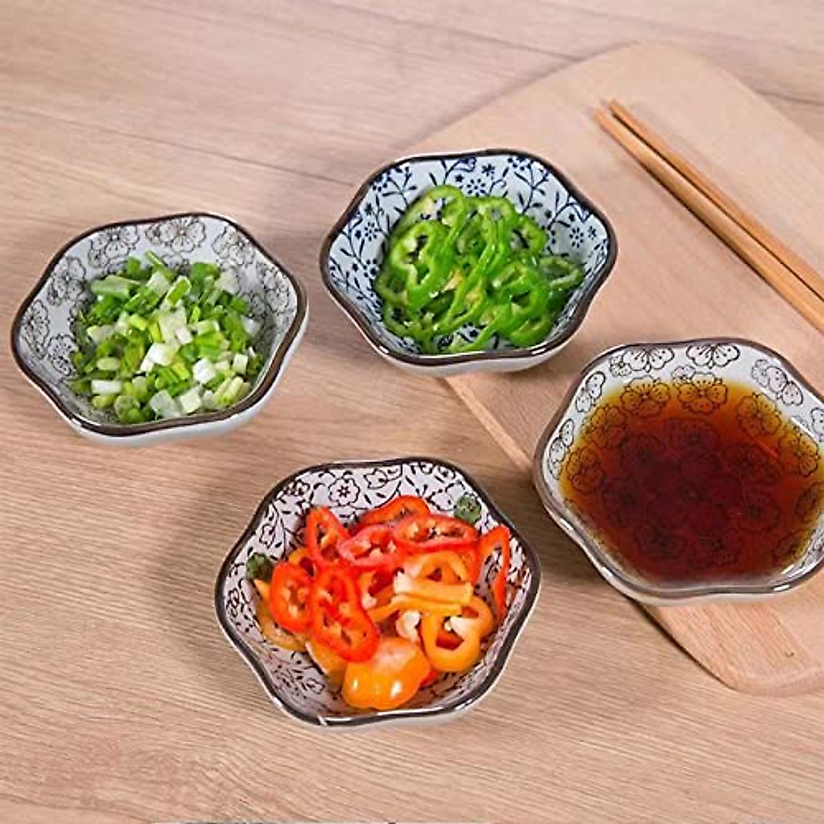 ZEAYEA Set of 12 Pinch Bowls, Ceramic Dipping Mini Bowls, 3 oz Soy Sauce Dishes, Japanese Appetizer Condiments Serving Dishes for Sushi, Ketchup, Dessert, Snack, BBQ, Party, Dinner