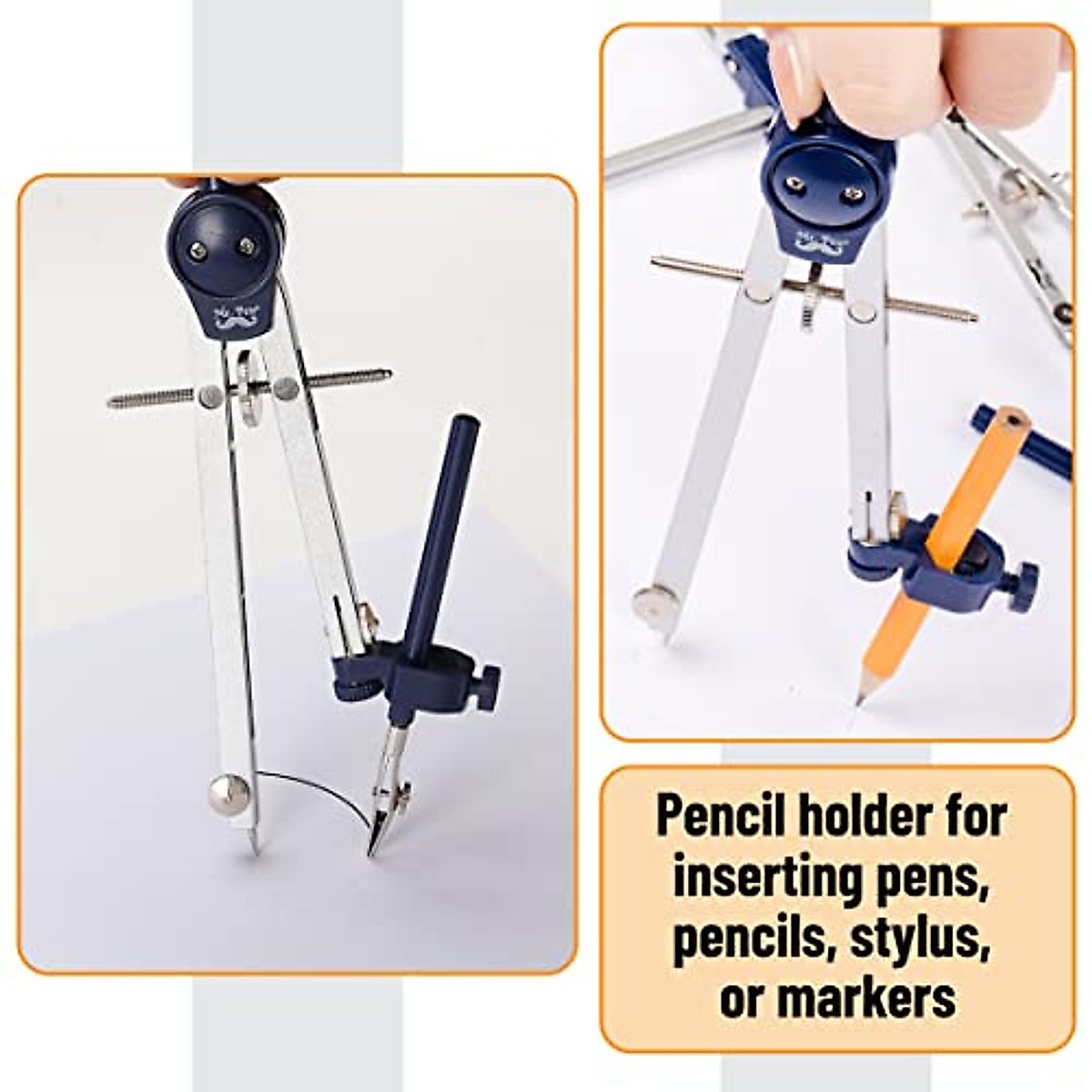 Mr. Pen- Professional Geometry Set Metal Compass, 7 pcs, Geometry Precision Tool Set with Shatterproof Storage Box, Drafting Tools & Drafting Kits, Circle Drawing Tools for Engineers Students