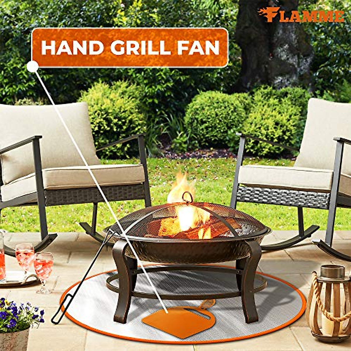 Flamme M24 Mat 24 inches Fireproof Grill Patio Lawn and Deck Protector Outdoor Wood Fire Outside Pits Blanket Charcoal,Chiminea,BBQ Smoker Pad, Camping, Bonfire