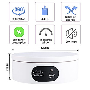 Turner Cup Rotating Display Stand for Epoxy Glitter Tumbler, 360 Degree Automatic Mute Rotating Turntable, Bling Bling Tumbler Making Supplies Spinner for Photography Products