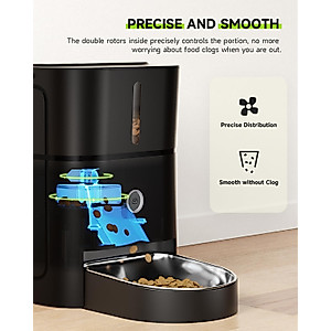 APETDOLA Automatic Cat Feeder, 5G WiFi Cat Food Dispenser with APP Control, 3L/12 Cup Timed Cat Dry Food Dispenser, Auto Pet Feeder Programmable for Cats & Dogs, 10s Voice Recorder, Dual Power Supply