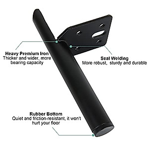 4PCS Metal Furniture Leg 5 Inch Replacement Couch Legs Cabinet Feet Black Modern Furniture Legs DIY Sofa Feet with Screws for Cupboard Table