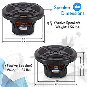 Pyle 6.5 Inch Bluetooth Marine Speakers - 2-way IP-X4 Waterproof and Weather Resistant Outdoor Audio Dual Stereo Sound System with 600 Watt Power and Low Profile Design - 1 Pair - PLMRBT65B (Black)