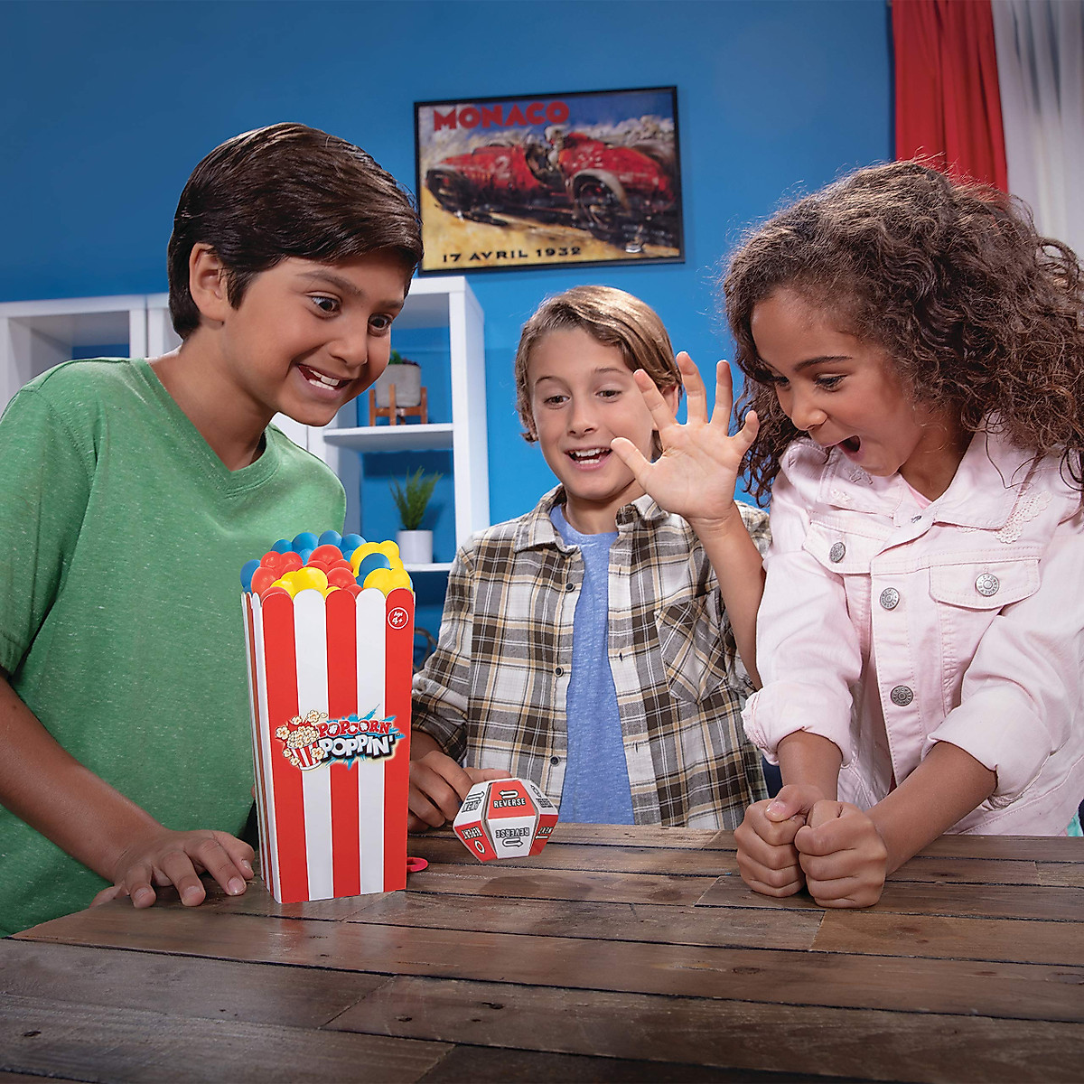 Moose Racing Popcorn Poppin' - for Ages 4+ | 2+ Players - Includes Popcorn Box with Timer, Die & Instructions - Fast-Paced Family Fun, Multi (91011)