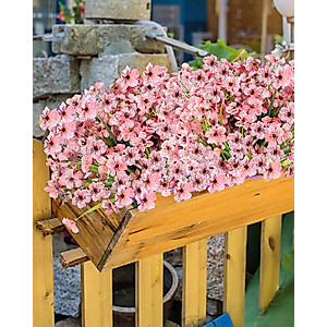 Omldggr 12 Pieces Artificial Violet Flowers Artificial Flowers Faux Violet Flowers Faux Plastic Plant Shrubs Greenery for Indoor Outside Garden Patio Porch Window Box Home Wedding Decoration(Pink)