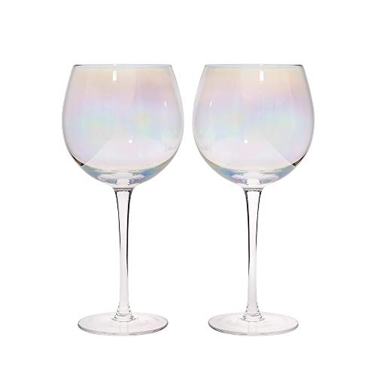 Barcraft Balloon Gin Glasses, Rainbow-Pearl Iridescent, 500 ml, Set of 2, Gift Boxed, 2 Set