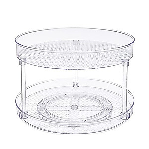 Amazon Basics 2 Tier Clear Lazy Susan Turntable Organizer, 12-Inch
