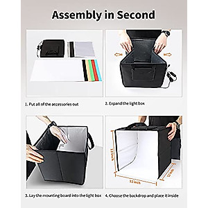 Glendan Portable Photo Studio Light Box,12"x12" Professional Dimmable Shooting Tent Kit with 112 LED Lights & 6 Backdrops for Jewelry and Small Items Product Photography